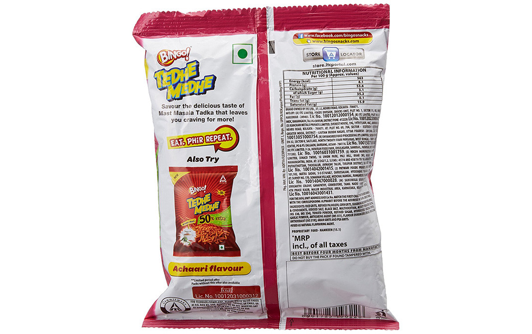 Bingo Tedhe Medhe Mast Masala Tadka Pack 108 grams - GoToChef