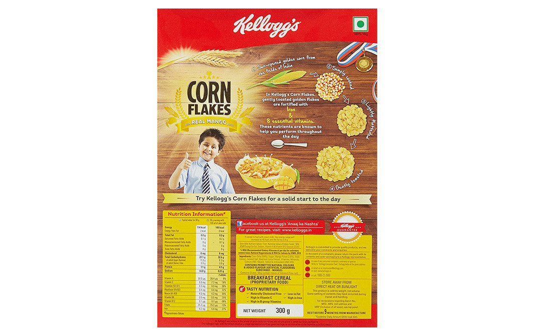 Kellogg's Corn Flakes With Real Mango Puree - Reviews | Ingredients ...