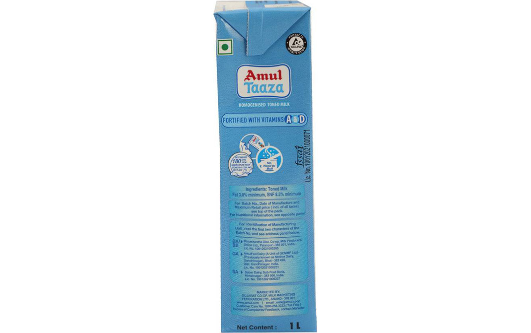 Amul Taaza Homogenised Toned Milk - Reviews | Ingredients | Recipes ...