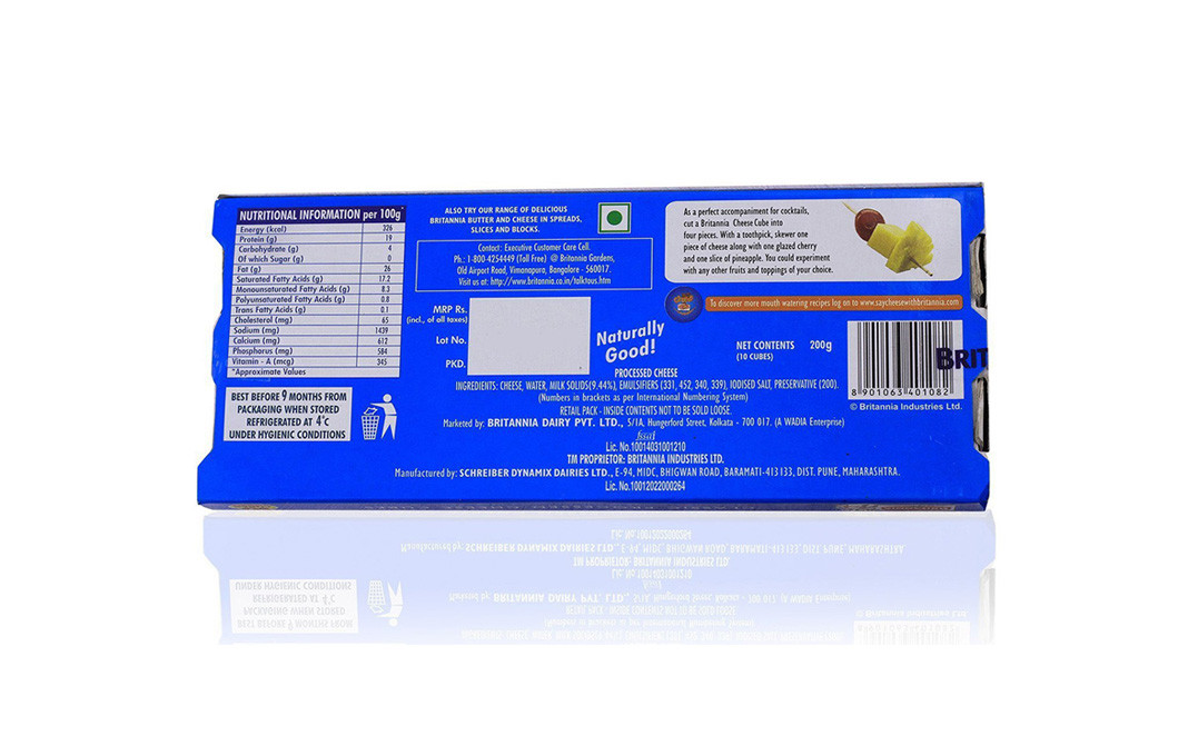 Britannia Cheese Cubes Classic Box 200 grams - Reviews | Nutrition ...