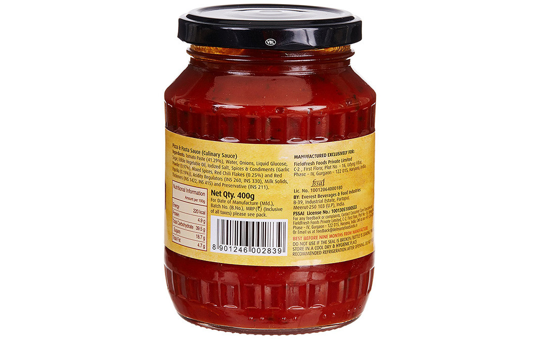 Del Monte Pizza & Pasta Sauce Glass Jar 400 grams - Reviews | Nutrition ...