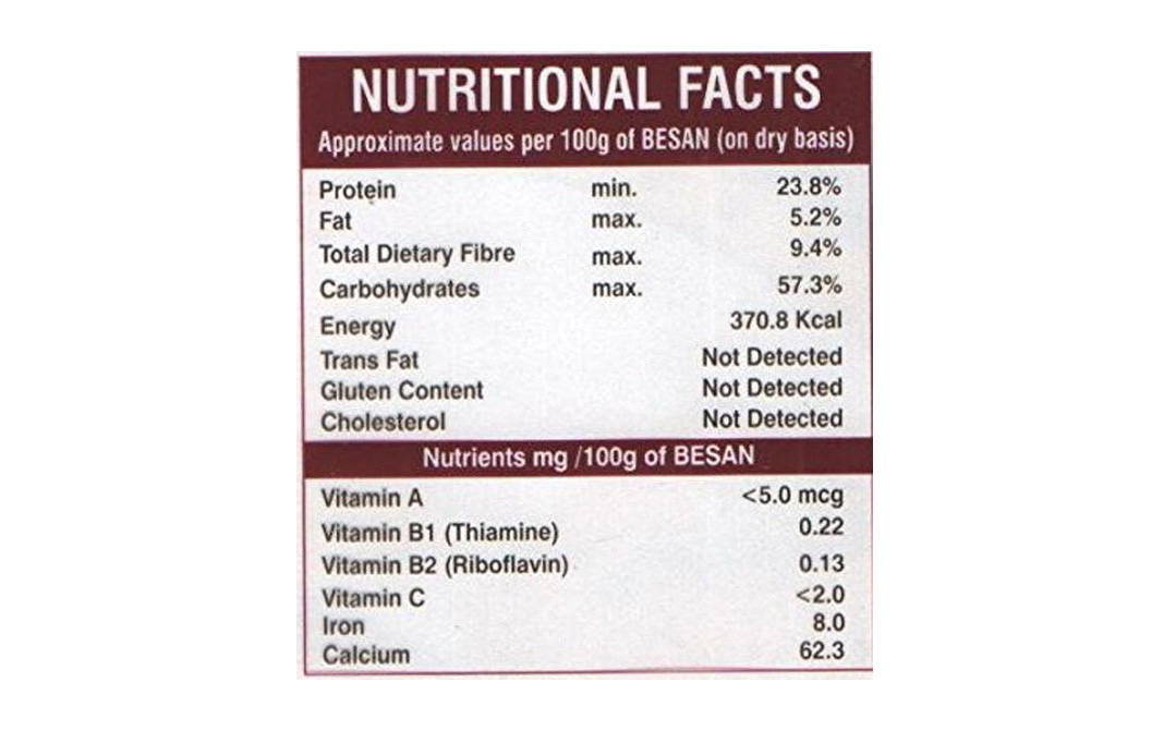 Rajdhani Besan Gram Flour, Grade-1 Box 1 kilogram - Reviews | Nutrition ...