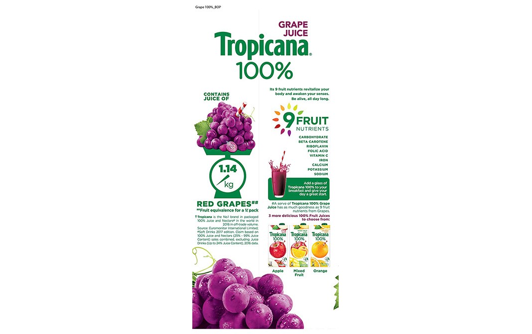 Tropicana Grape Juice Tetra Pack 1000 millilitre - Reviews | Nutrition ...