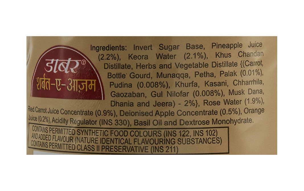 Dabur Sharbat-E-Azam Bottle 750 millilitre - Reviews | Nutrition ...