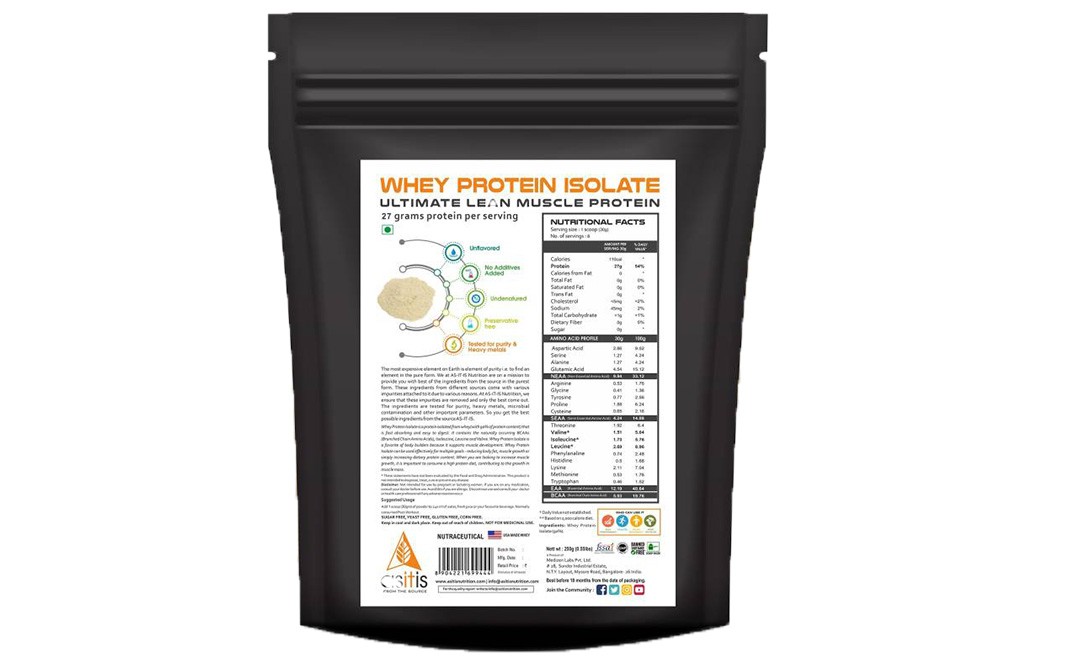 Asitis Whey Protein Isolate Pack 250 grams - Reviews | Nutrition ...