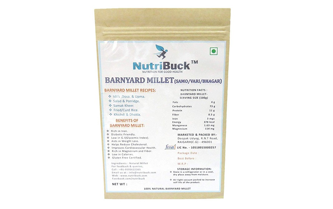 NutriBuck Barnyard Millet (Samo/Vari/Bhagar) Pack 10 kilogram - GoToChef