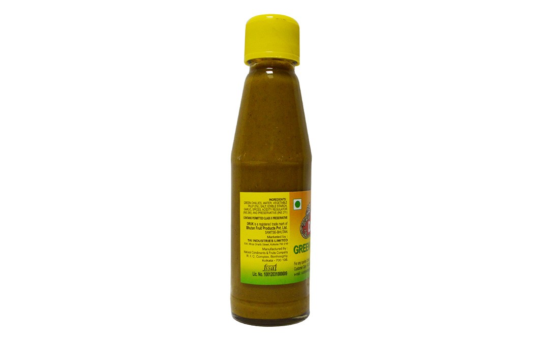 Druk Green Chilli Sauce Glass Bottle 200 grams - GoToChef